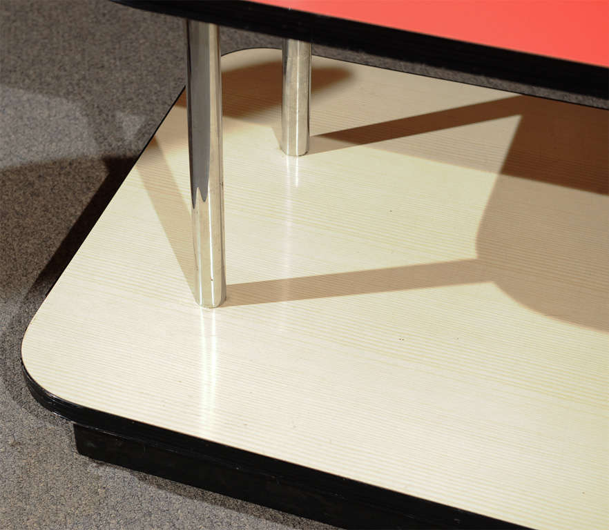 French Mid Century Formica and Chrome rolling Dessert Cart at 1stDibs