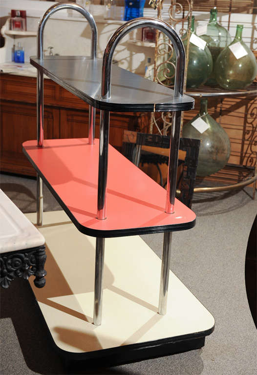 French Mid Century Formica and Chrome rolling Dessert Cart at 1stDibs