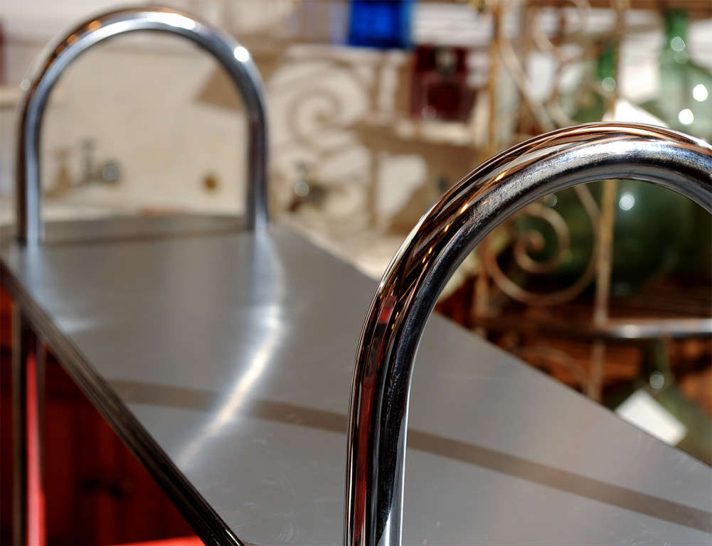 French Mid Century Formica and Chrome rolling Dessert Cart at 1stDibs