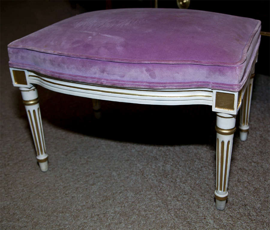 Pair of French Louis XVI Style Painted Foot Stools For Sale at 1stDibs