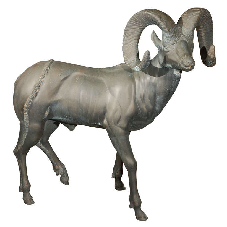Life Size Bronze Horned Ram at 1stDibs