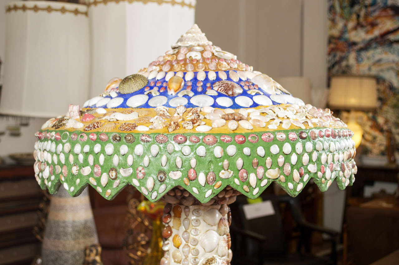 Unique 1940's Folk Art Shell Floor Lamp at 1stDibs