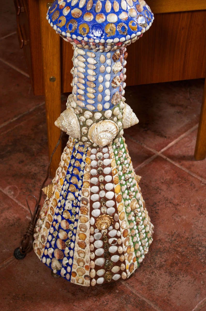 Unique 1940's Folk Art Shell Floor Lamp at 1stDibs