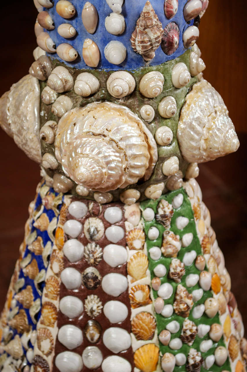 Unique 1940's Folk Art Shell Floor Lamp at 1stDibs