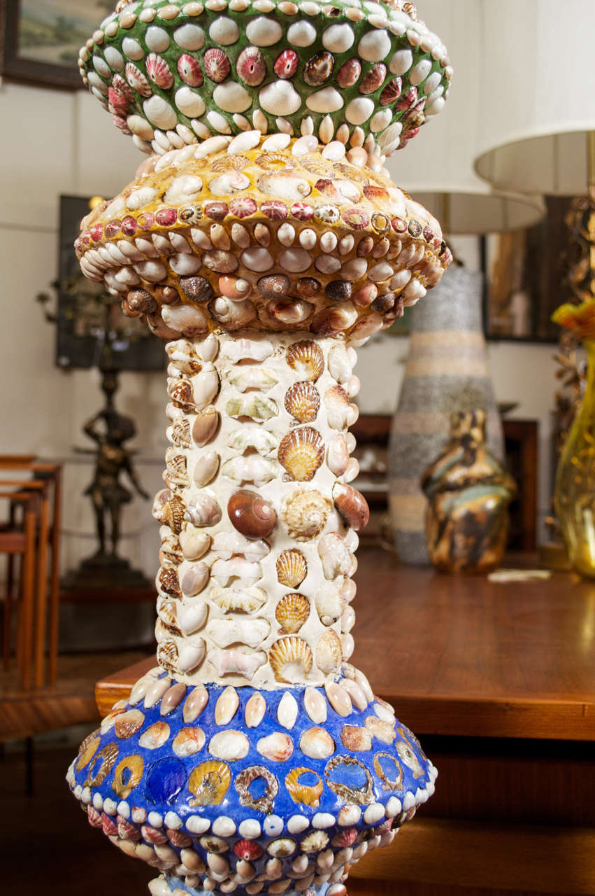Unique 1940's Folk Art Shell Floor Lamp at 1stDibs