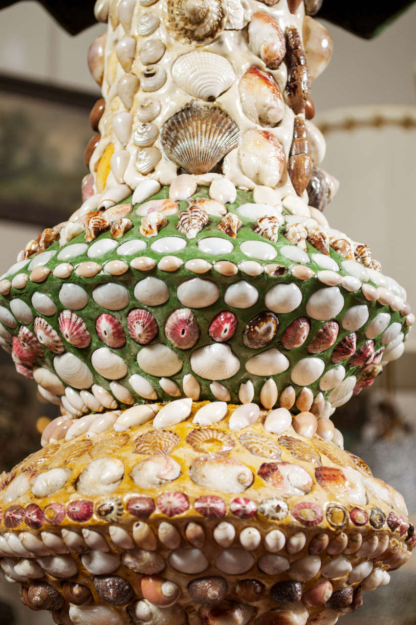 Unique 1940's Folk Art Shell Floor Lamp at 1stDibs