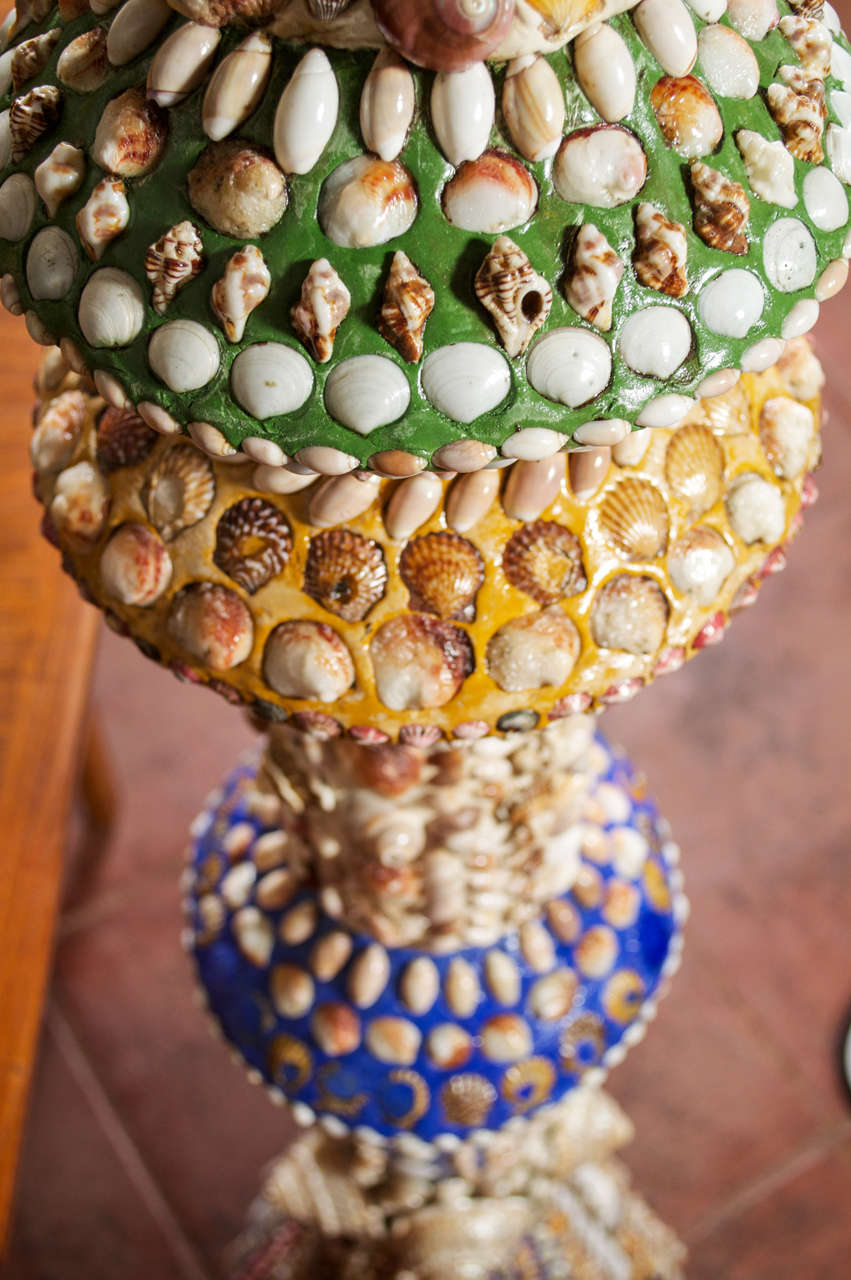 Unique 1940's Folk Art Shell Floor Lamp at 1stDibs