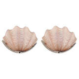 Pair of Art Deco Shell Shaped Glass Sconces at 1stDibs
