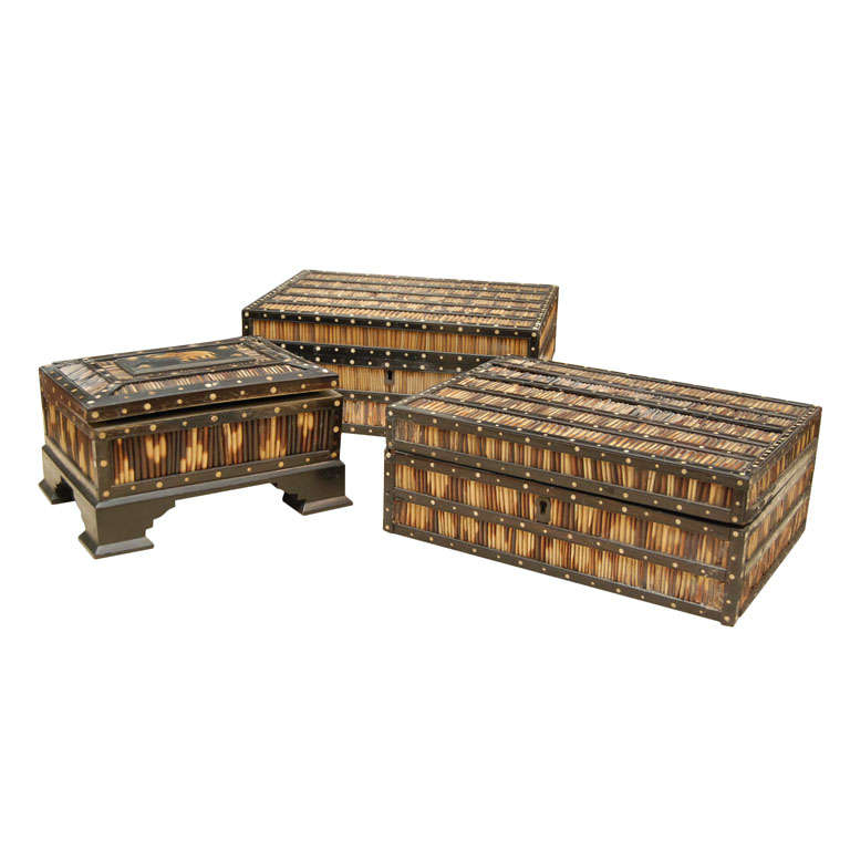3 Anglo-Indian Porcupine quill boxes at 1stDibs
