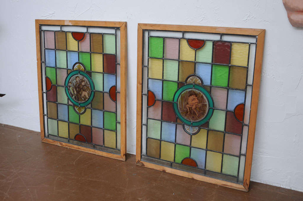 Pair of Erotic Stained Glass Windows at 1stDibs | bottle glass windows