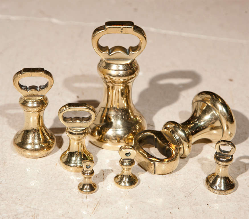 Set of Seven Rare Brass Bell Weights For Sale at 1stDibs