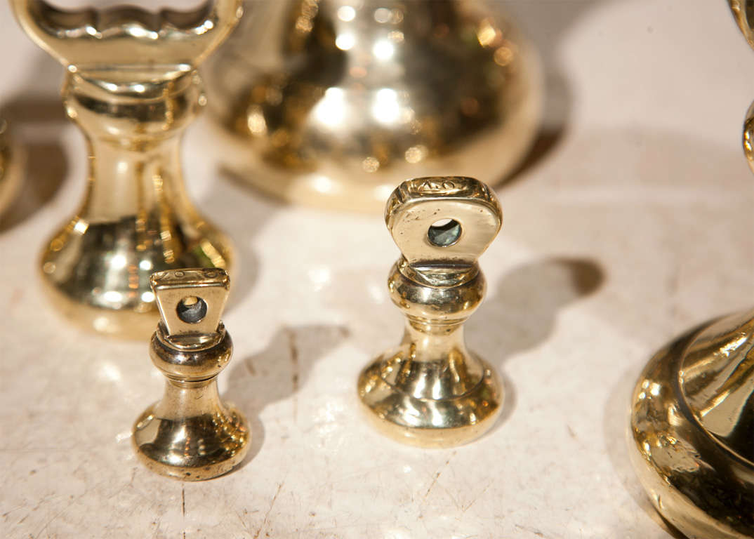 Set of Seven Rare Brass Bell Weights For Sale at 1stDibs