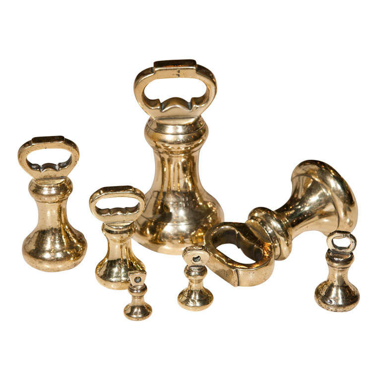 Set of Seven Rare Brass Bell Weights For Sale at 1stDibs