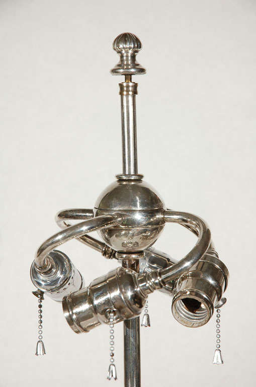 Silver Plated Table Lamp with Custom Silk Shade at 1stDibs