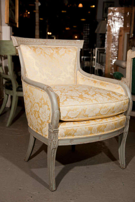 Pair of French Directoire Style Bergere Chairs at 1stDibs