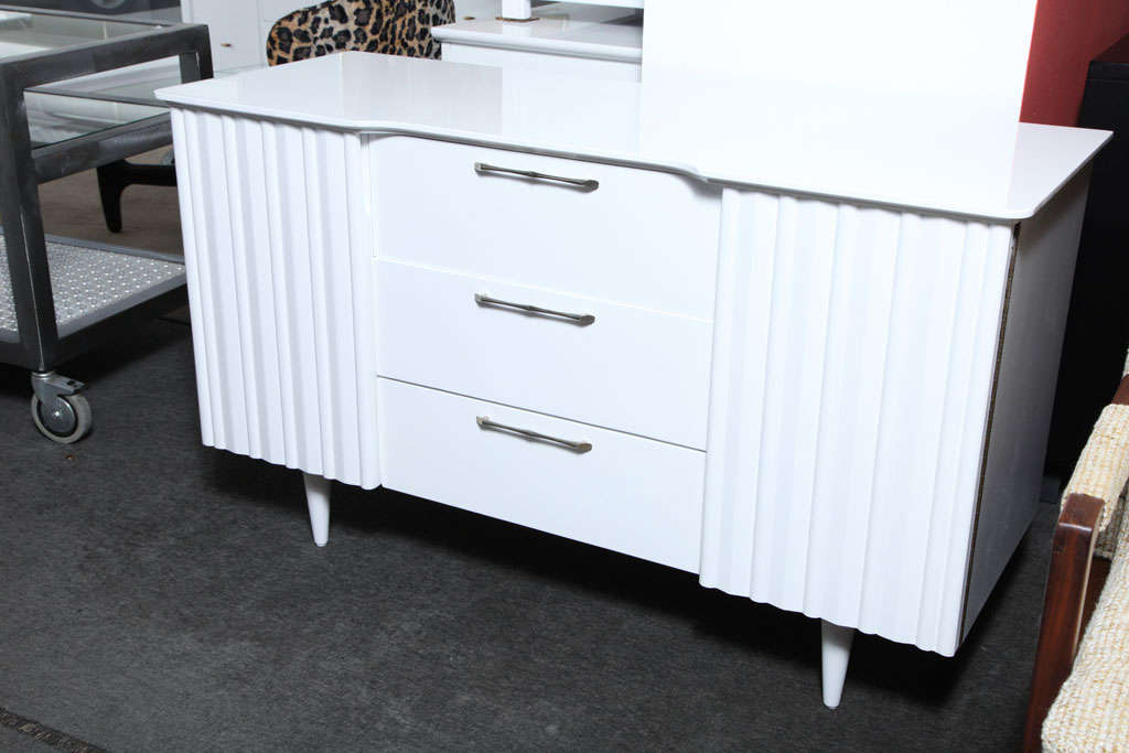 70's Charming White Glossy Lacquered Buffet at 1stDibs