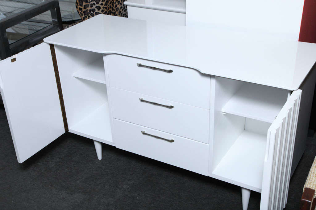 70's Charming White Glossy Lacquered Buffet at 1stDibs