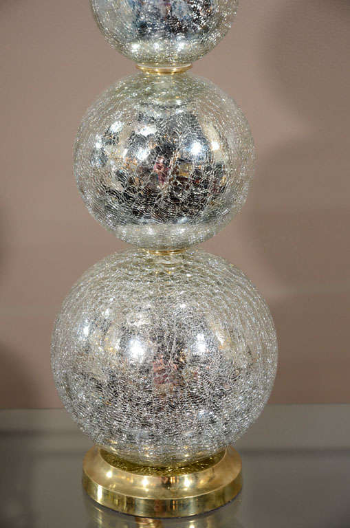 Pair Of Crackled Mercury Glass Sphere Lamps For Sale At 1stdibs
