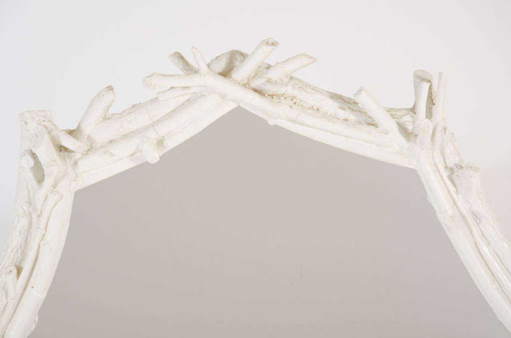 Rustic White Plaster Faux Bois Tree Branch Frame Mirror at 1stDibs ...