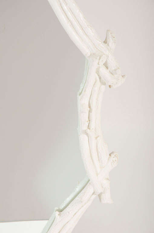 Rustic White Plaster Faux Bois Tree Branch Frame Mirror at 1stDibs ...
