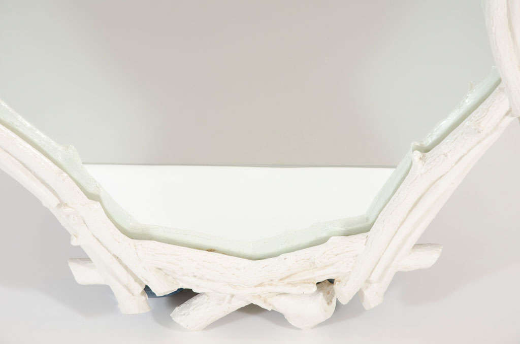 Rustic White Plaster Faux Bois Tree Branch Frame Mirror at 1stDibs ...