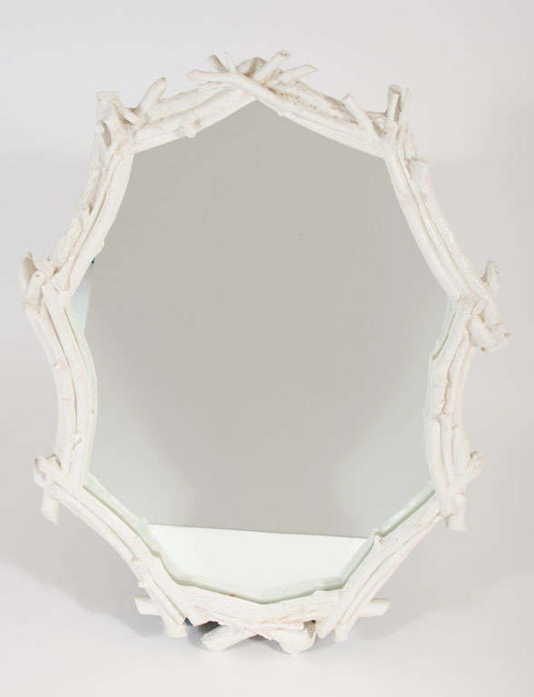 Rustic White Plaster Faux Bois Tree Branch Frame Mirror at 1stDibs ...