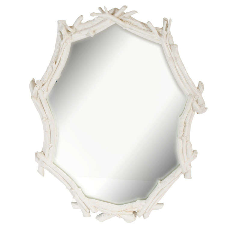 Rustic White Plaster Faux Bois Tree Branch Frame Mirror at 1stDibs ...