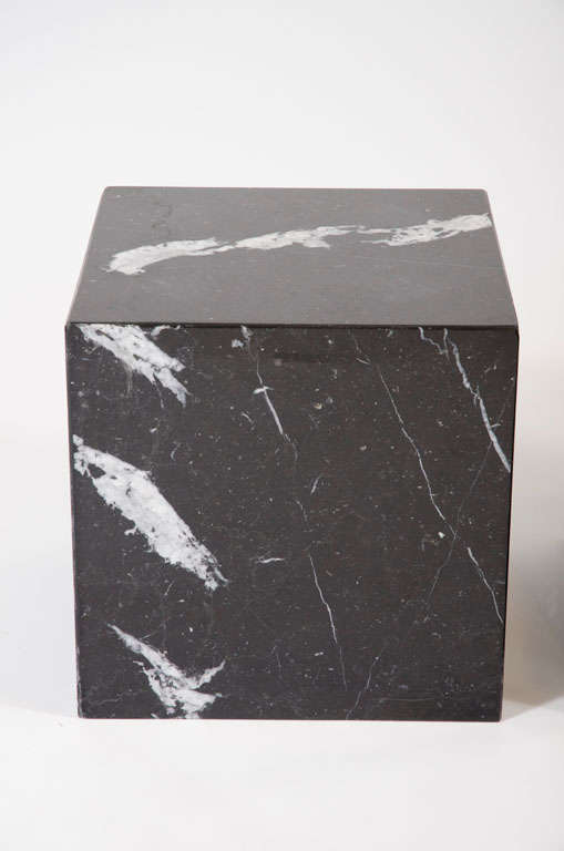 Pair of Negro Marquina Spanish Marble Cube Side Tables by Pace at ...