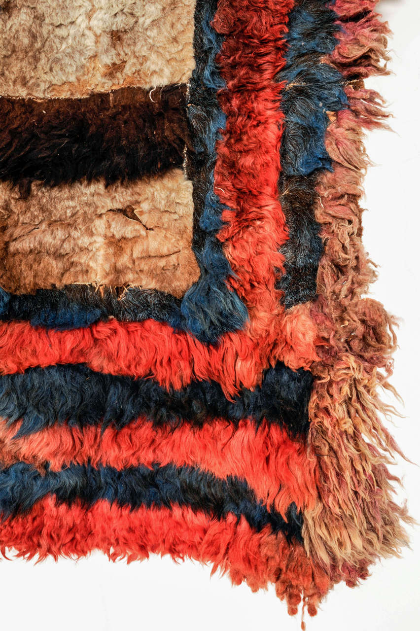 Antique Central Asian Fur Rug For Sale at 1stDibs