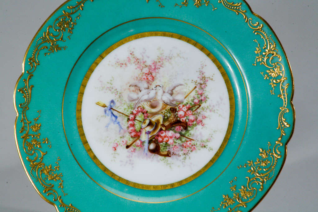 Sevres Hand Painted Cabinet Plates, Artist Signed For Sale at 1stDibs