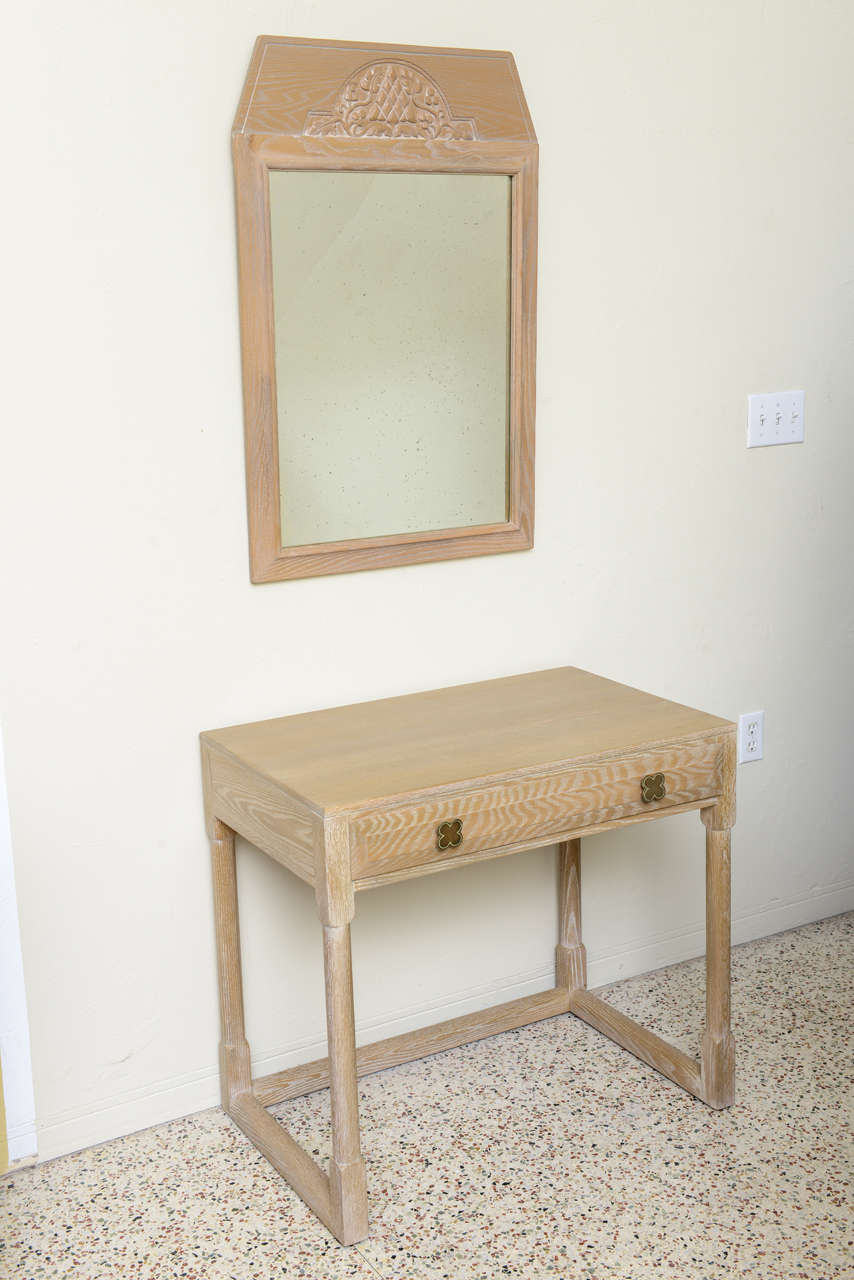 40s Cerused Oak Console/Writing Desk by Jamestown Lounge at 1stDibs