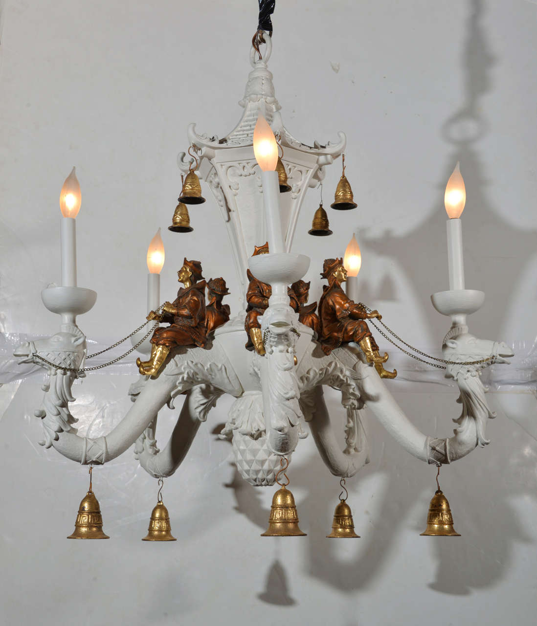 Chinese Style White Painted Chandelier at 1stDibs