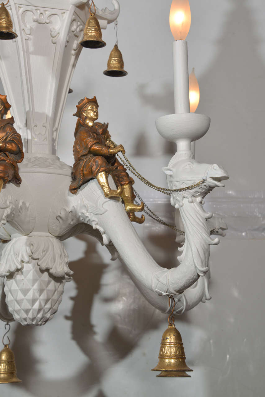 Chinese Style White Painted Chandelier at 1stDibs