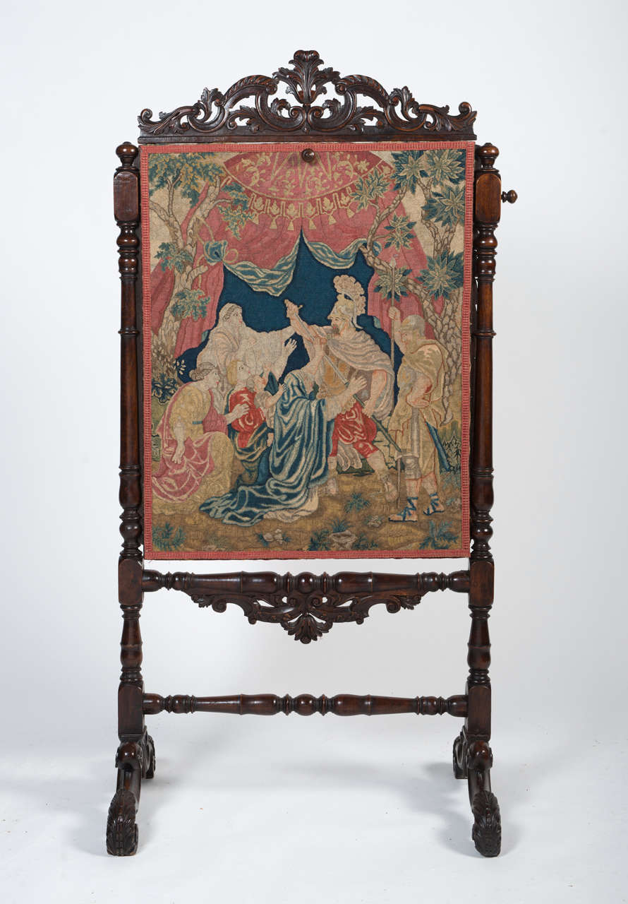 Needlework and Walnut Screen For Sale at 1stDibs