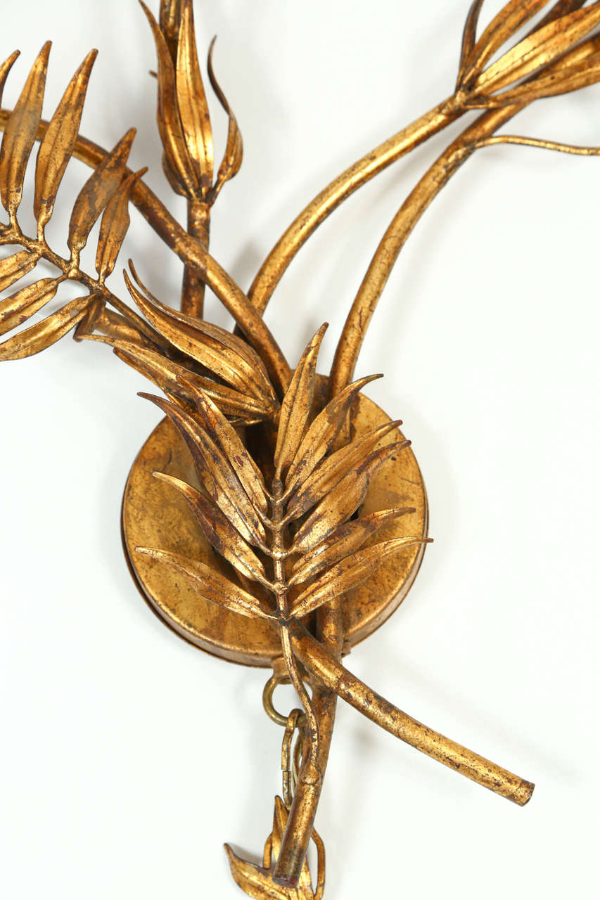 Gold Palm Leaf Wall Light at 1stDibs