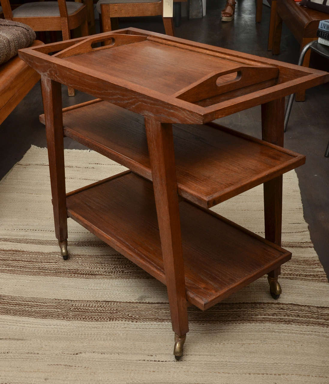 Oak Trolley with Removable Tray at 1stDibs