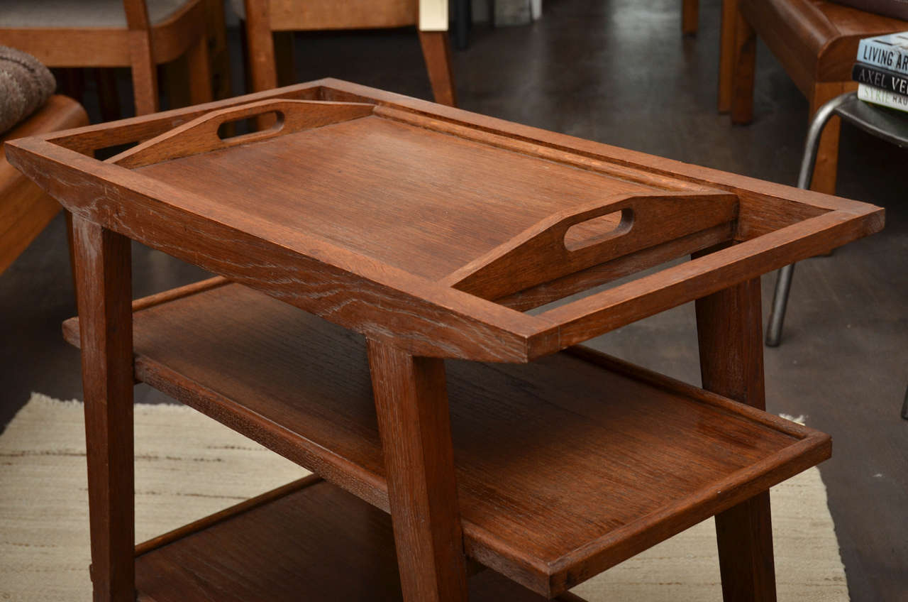 Oak Trolley with Removable Tray at 1stDibs