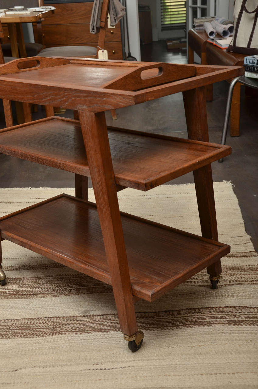 Oak Trolley with Removable Tray at 1stDibs