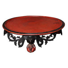 Carved Thai Offering Table with Red Top at 1stDibs