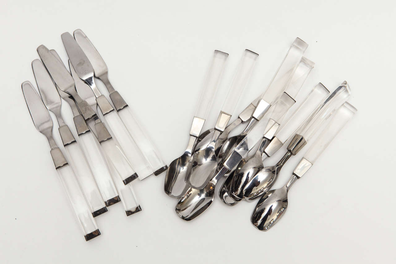 Lucite Handled Stainless Steel Flatware, Service for Sixteen at 1stDibs ...