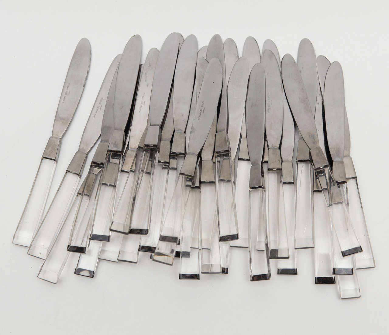 Lucite Handled Stainless Steel Flatware, Service for Sixteen at 1stDibs ...