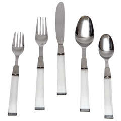 Lucite Handled Stainless Steel Flatware, Service for Sixteen at 1stDibs ...