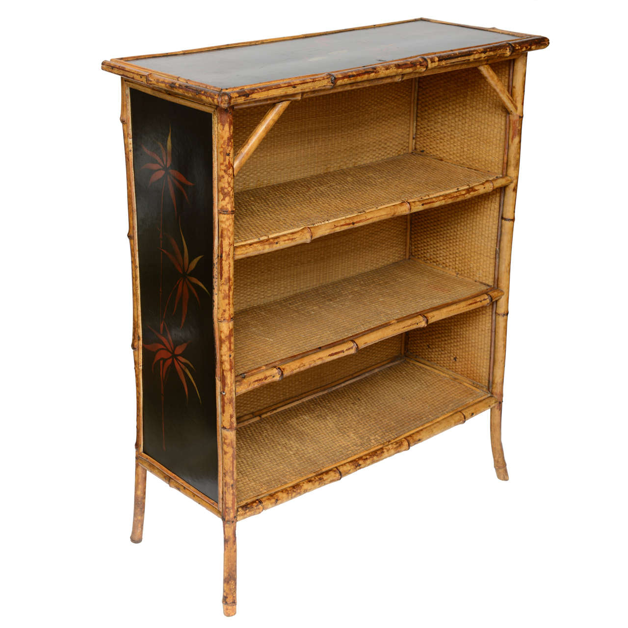 Beautiful 19th c. English bamboo Open Shelf Cabinet or Bookcase at 1stDibs