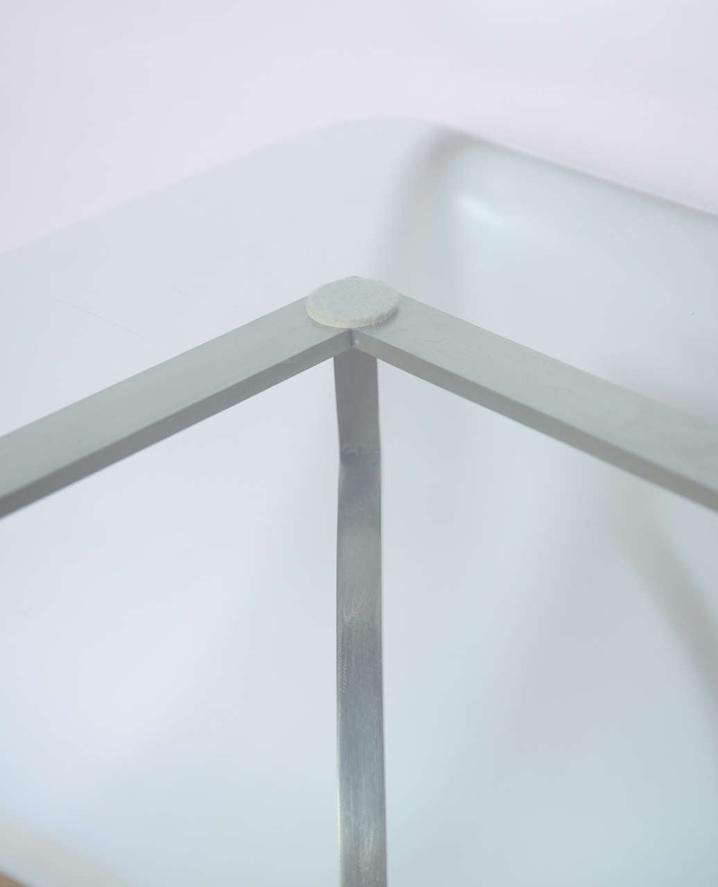 Square Beveled Glass Top with Steel and Brass Base Coffee Table at 1stDibs