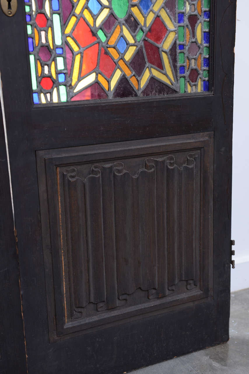 Pair of Stained Glass Library Doors at 1stDibs