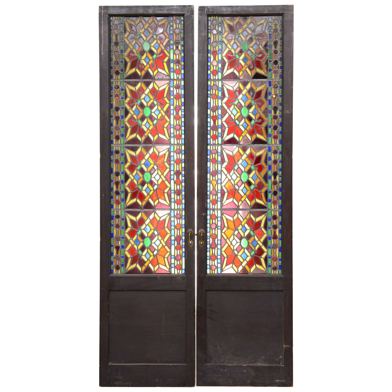 Pair of Stained Glass Library Doors at 1stDibs
