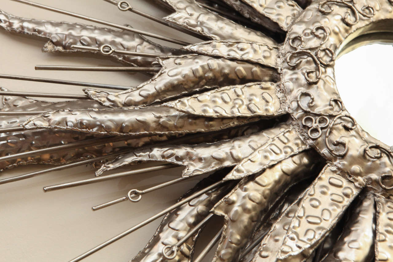 Silvered Metal Starburst Mirror For Sale at 1stDibs | starburst mirror ...