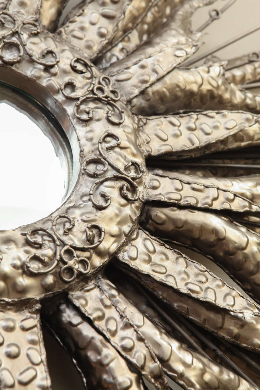 Silvered Metal Starburst Mirror For Sale at 1stDibs | starburst mirror ...