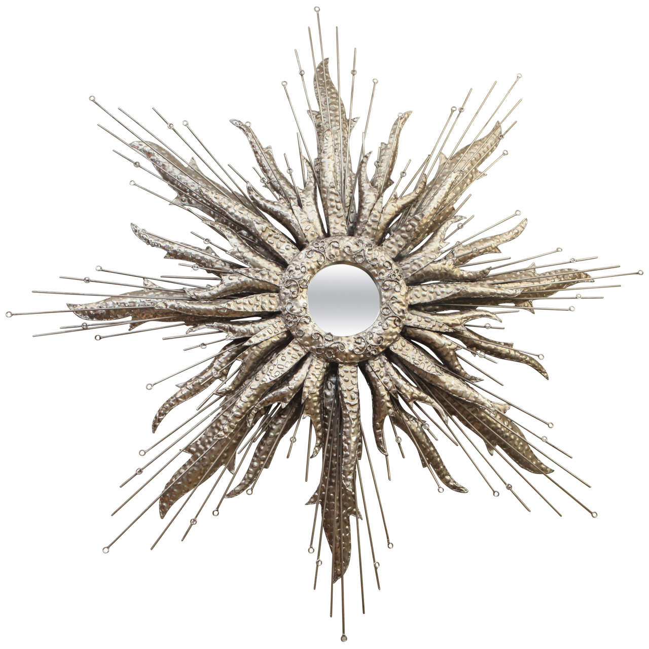 Silvered Metal Starburst Mirror For Sale at 1stDibs | starburst mirror ...