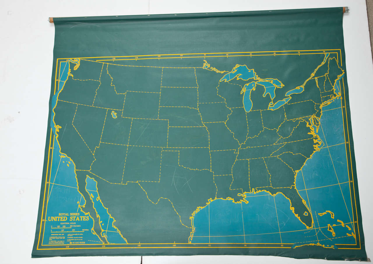 Vintage Roll Up Map by Denoyer Geppart at 1stDibs